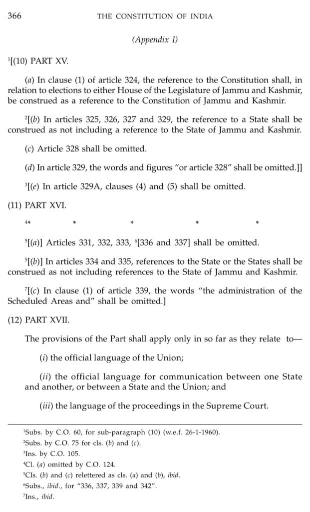 Appendix 1, 2 of Indian Constitution