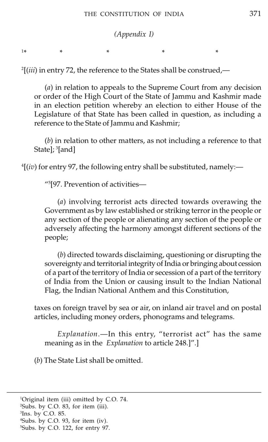 Appendix 1, 2 of Indian Constitution