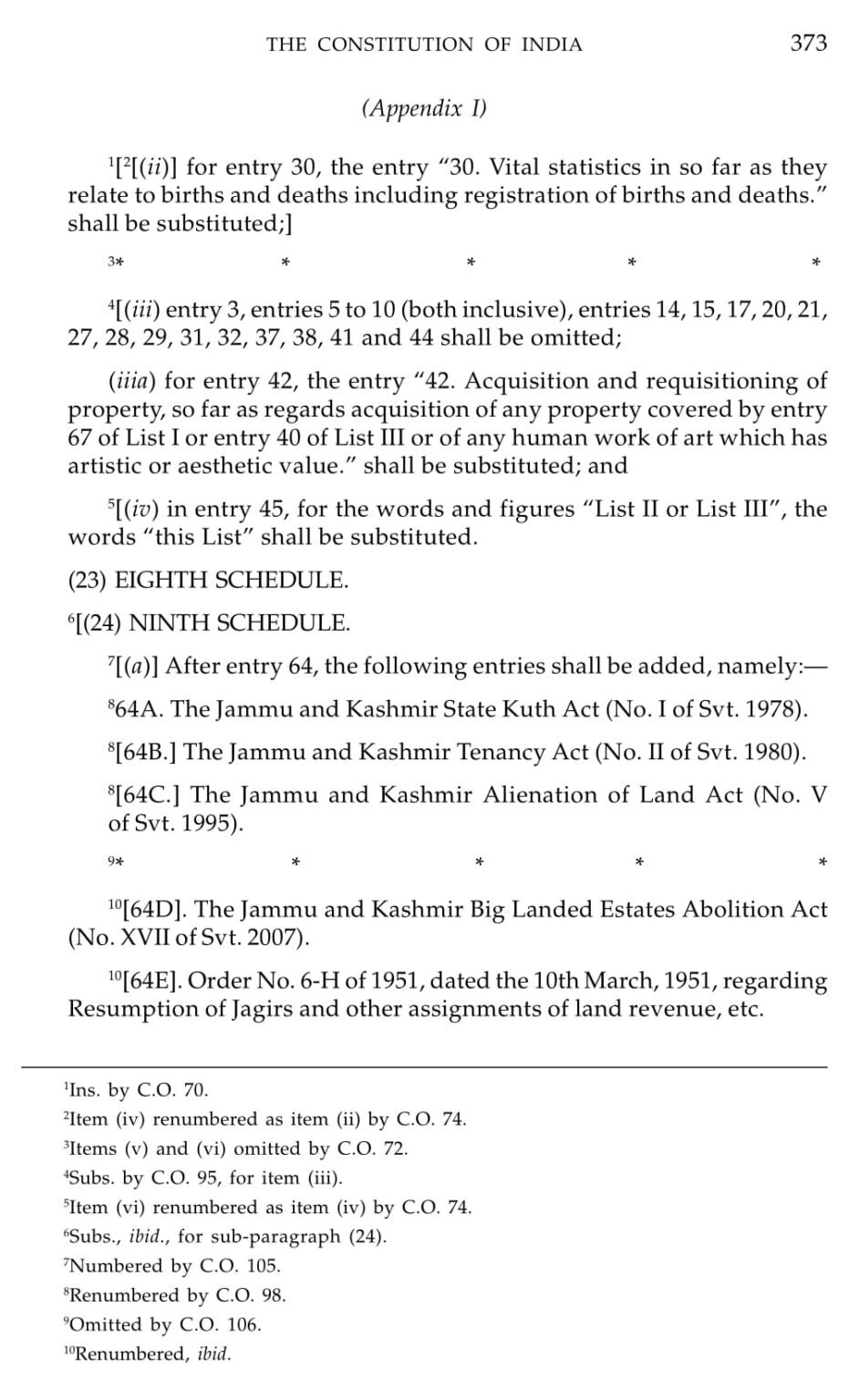 Appendix 1, 2 of Indian Constitution