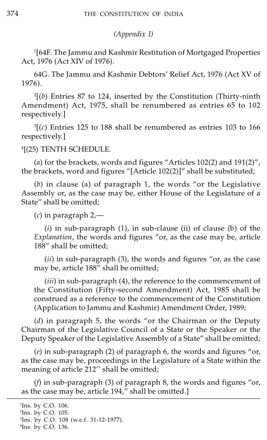 Appendix 1, 2 of Indian Constitution