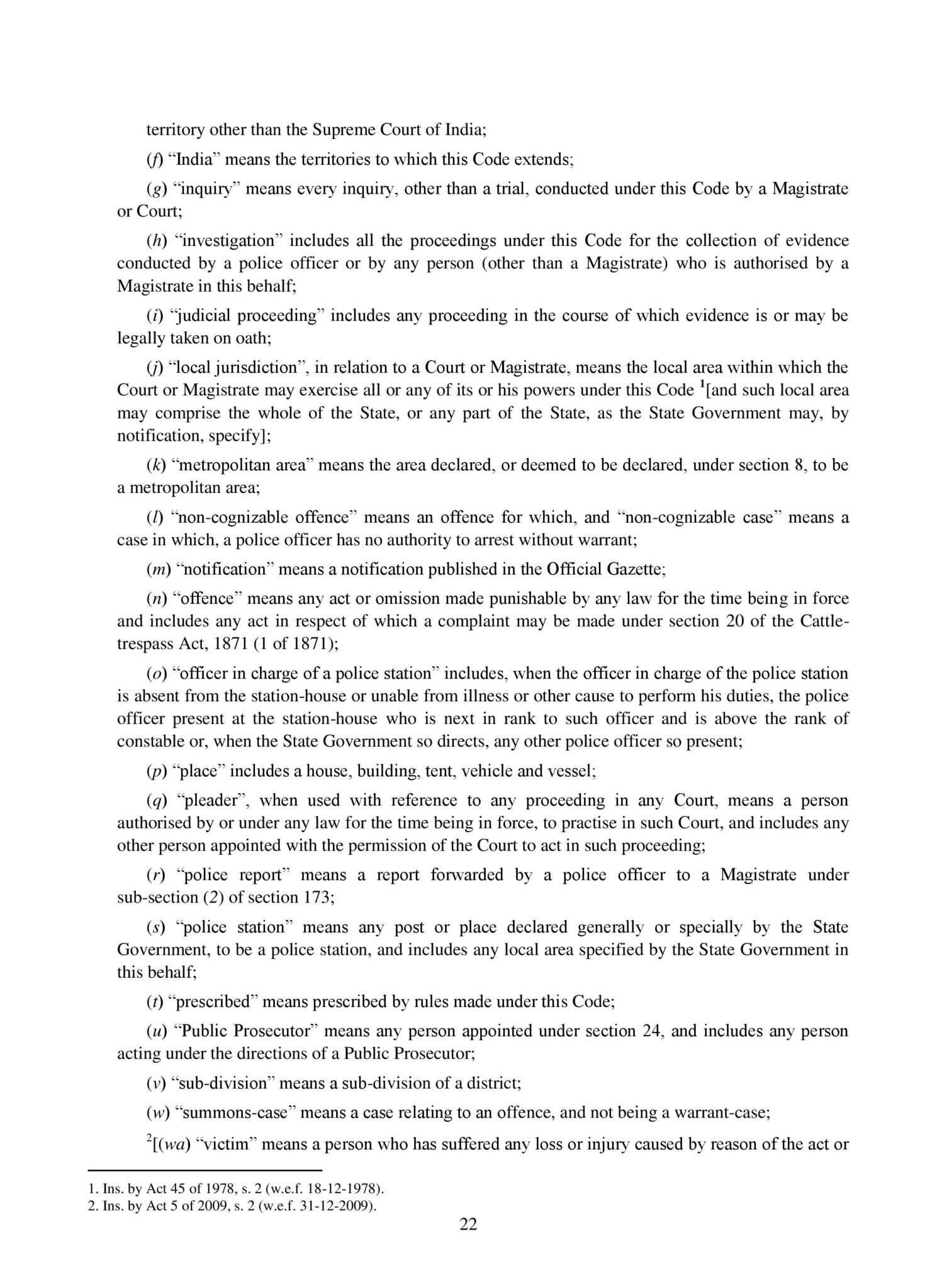 CrPC 1973 - The Code Of Criminal Procedure Act