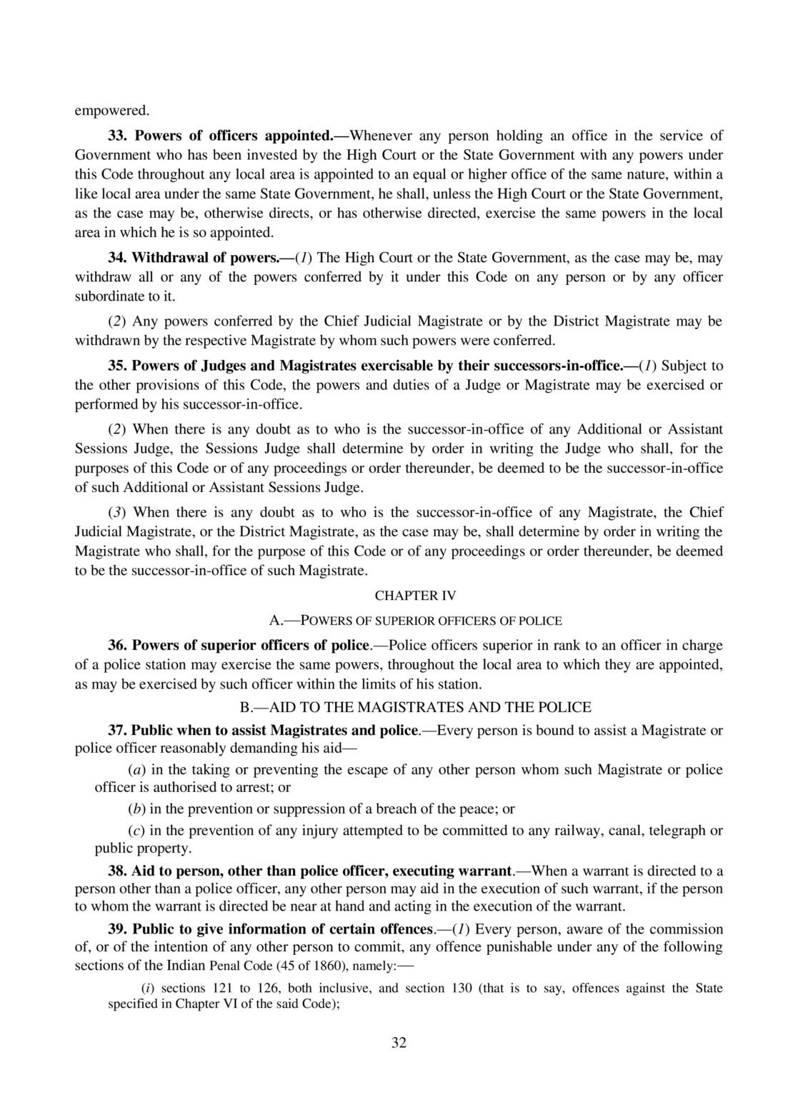 CrPC 1973 - The Code Of Criminal Procedure Act