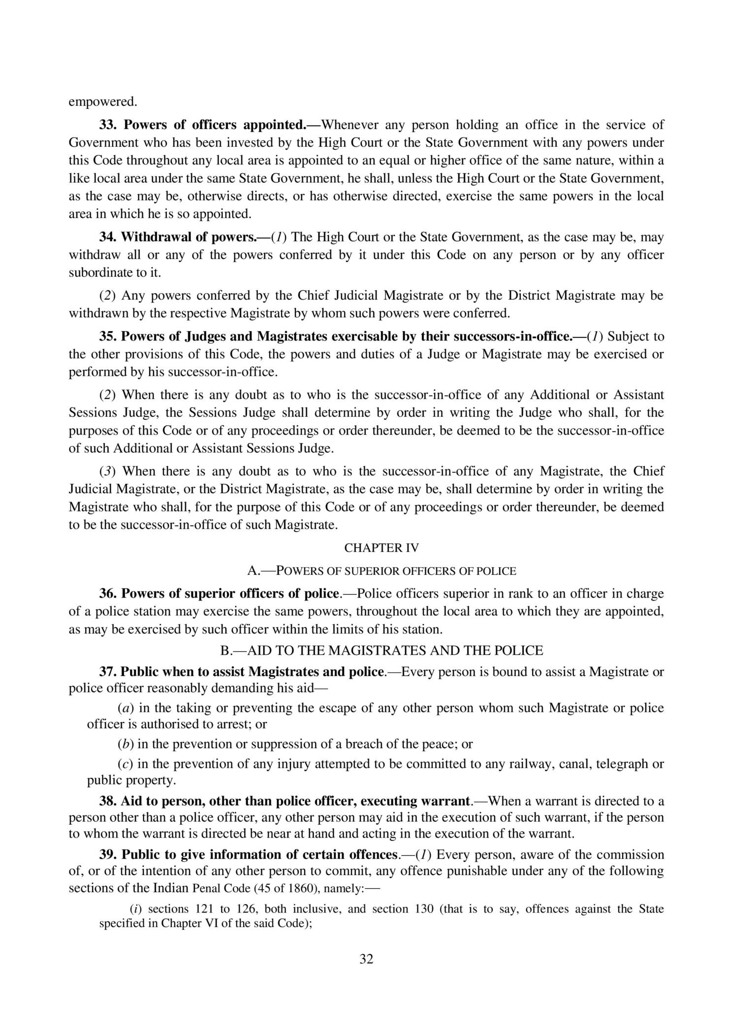 CrPC 1973 - The Code Of Criminal Procedure Act