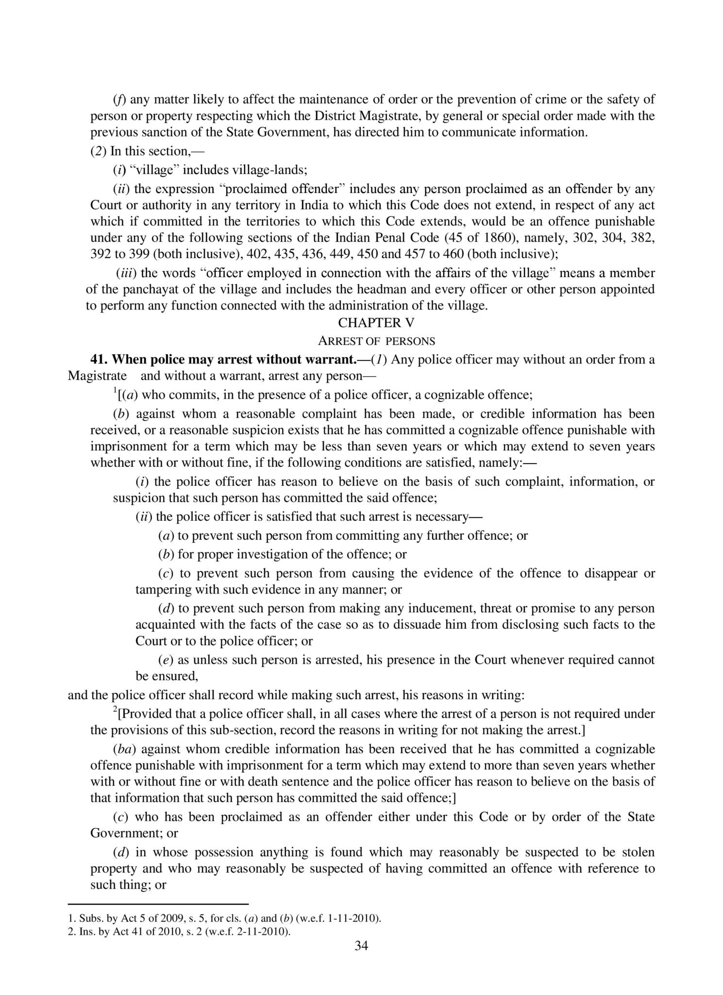 CrPC 1973 - The Code Of Criminal Procedure Act