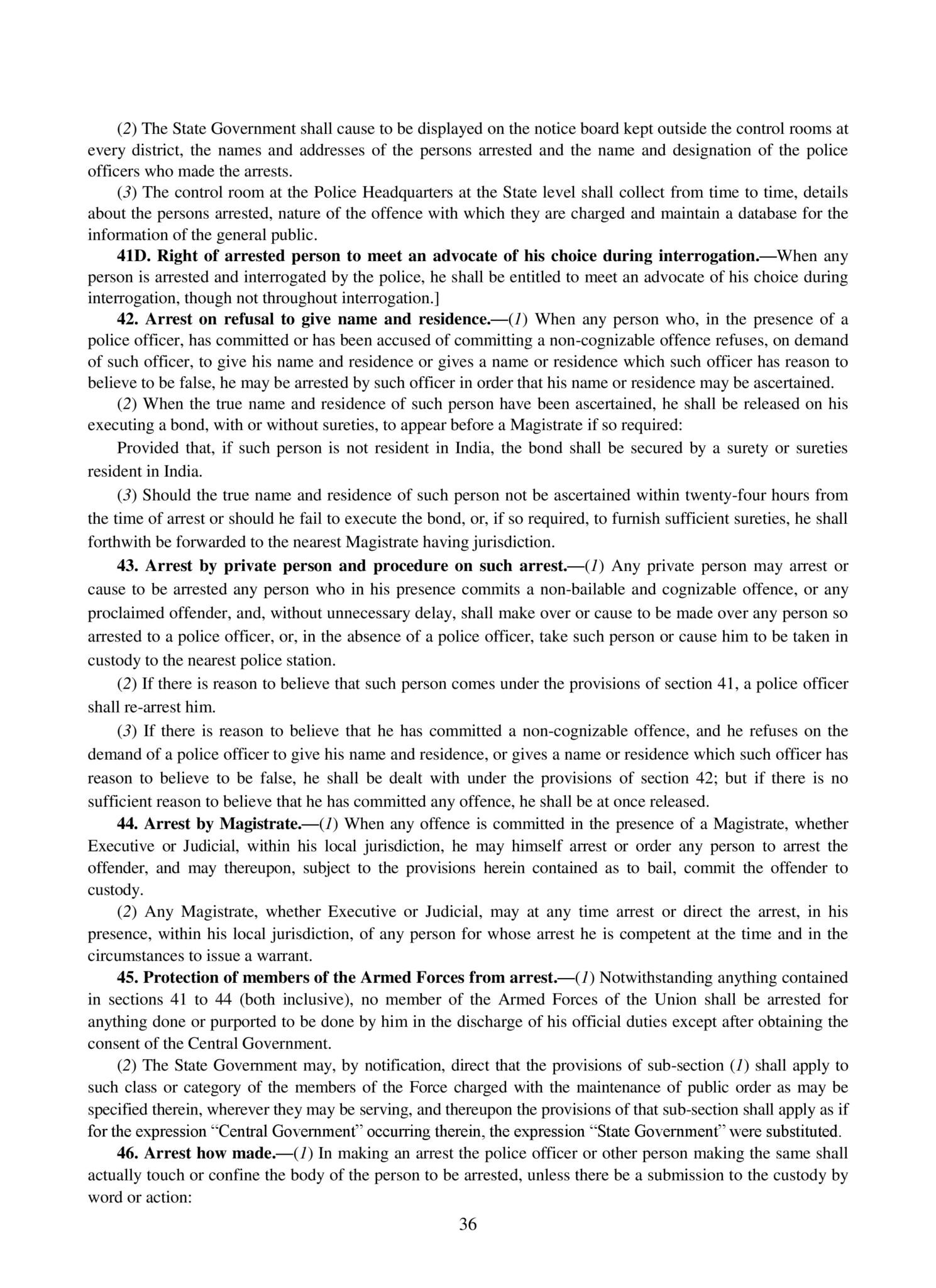 CrPC 1973 - The Code Of Criminal Procedure Act