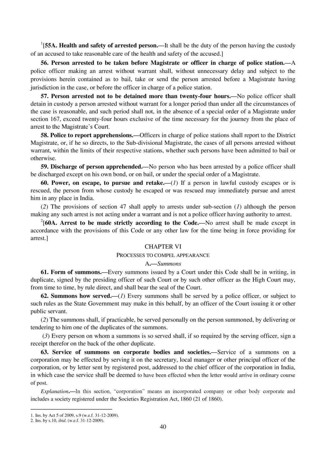 CrPC 1973 - The Code Of Criminal Procedure Act