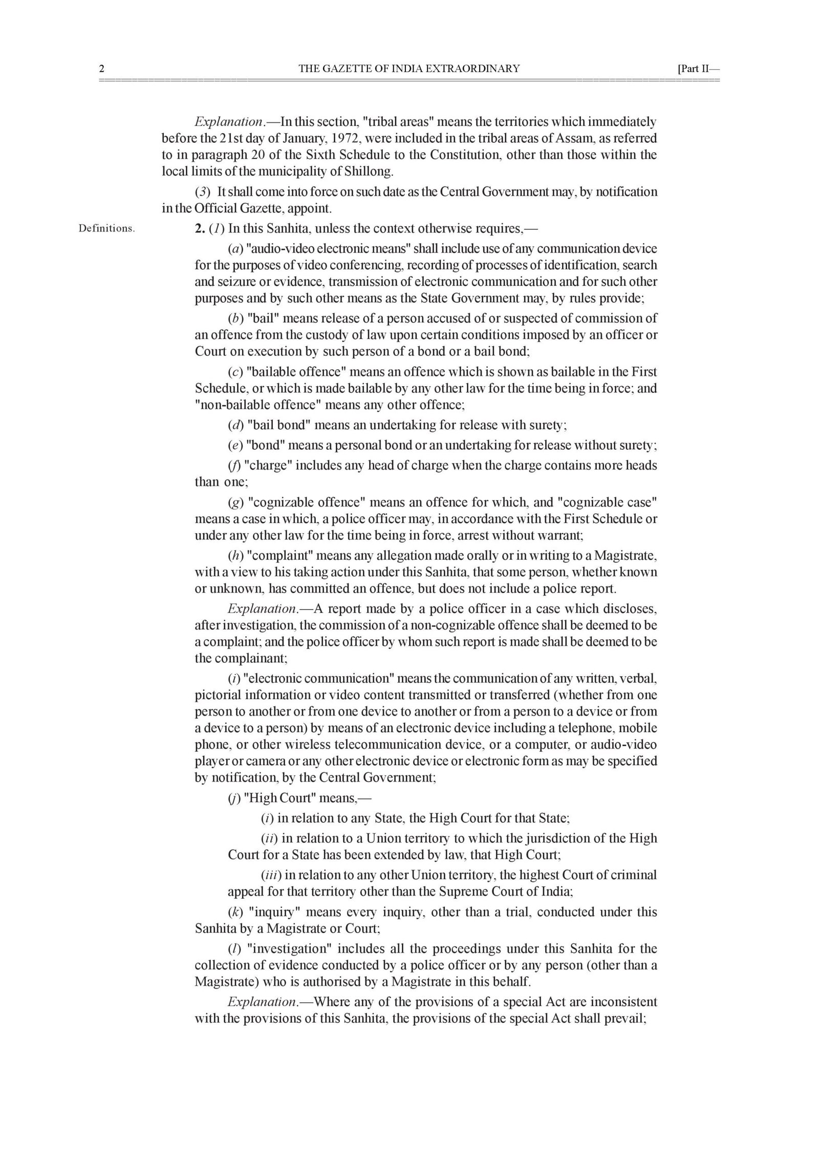 BNSS 2023, Bharatiya Nagarik Suraksha Sanhita Act