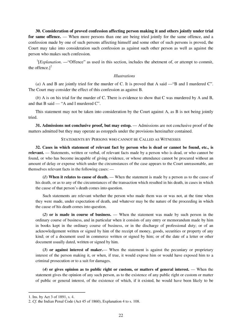 Indian Evidence Act 1872, PDF Download